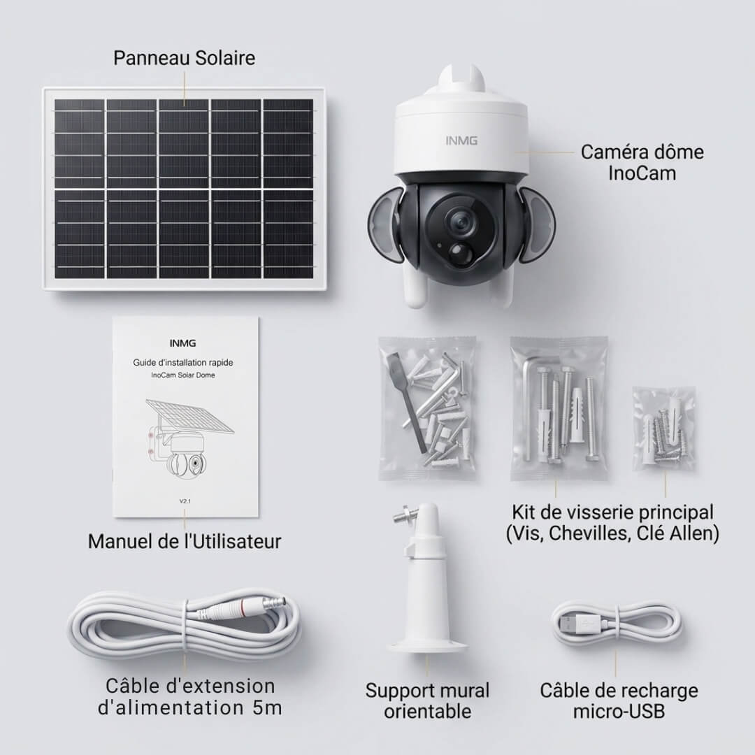 InoCam Solar Dome™ Caméra Rotative Sans Fil